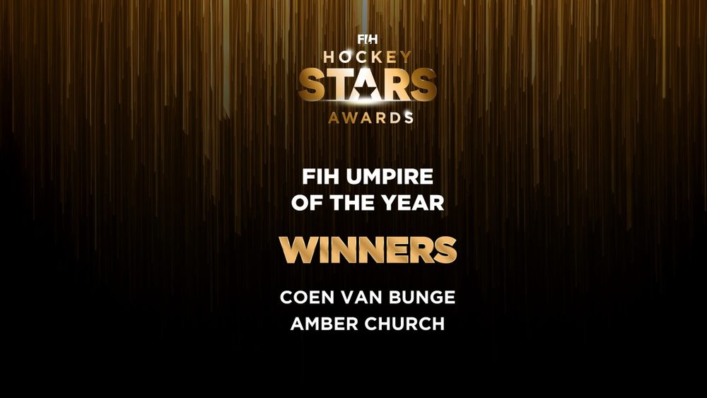 Amber Church (NZL) and Coen Van Bunge (NED) FIH Umpires of the Year